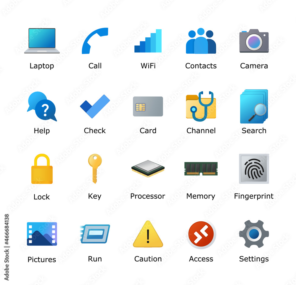 Vector de Stock Desktop icon pack. My computer folder theme. Linux customization icons. PC ...