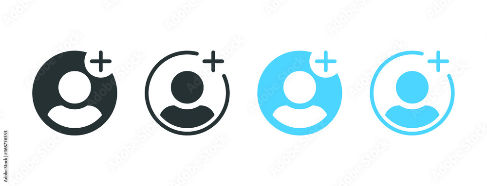Add new user icon vector male person profile avatar with plus symbol ...