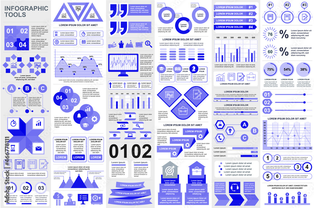 Bundle infographic elements data visualization vector design template ...