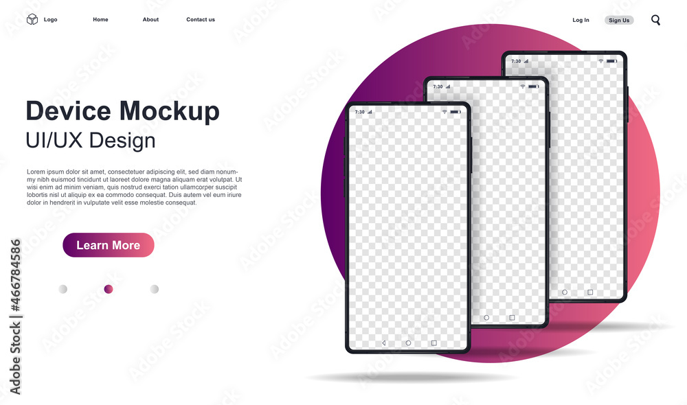 Smartphone mockup. Modern frameless smartphones, generic cell phone ...