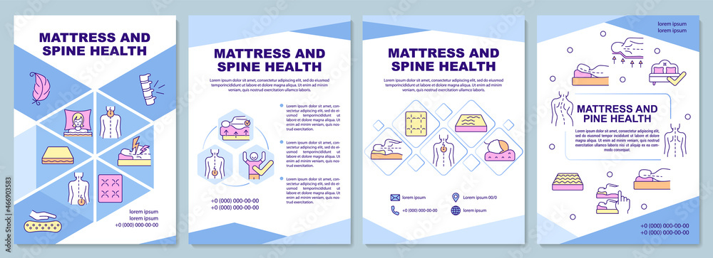 Mattress and spine health brochure template. Back pain relief. Flyer ...