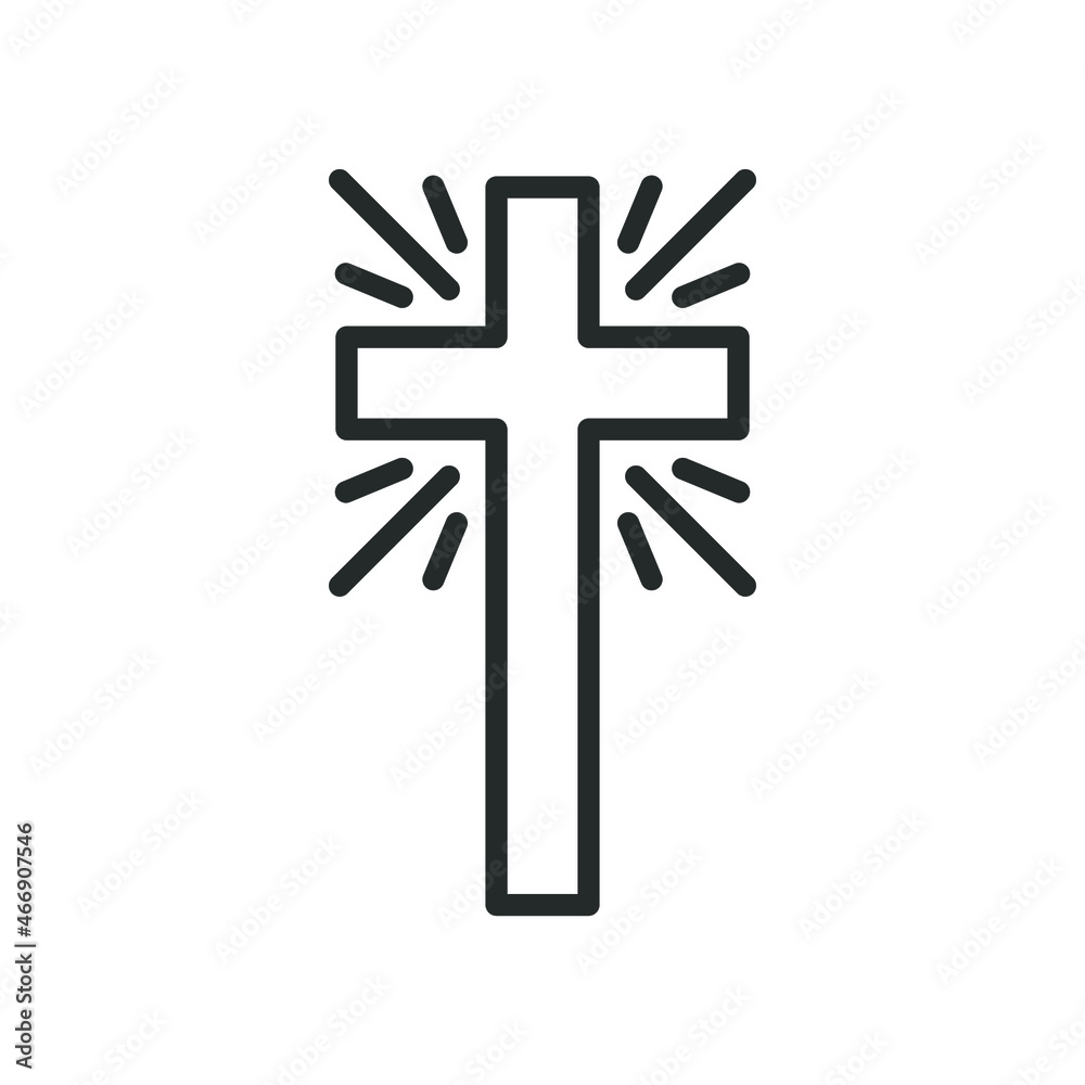 Cross icon. Religious cross on white background. Black church symbols ...
