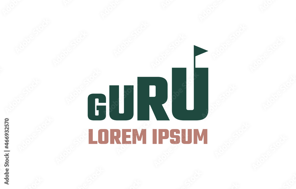 Logo made from world "Guru". Winner logo, victory, goal achievement ...