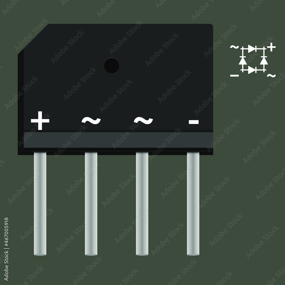 Diode Bridge Rectifier Component Symbol For Circuit Design in vector ...