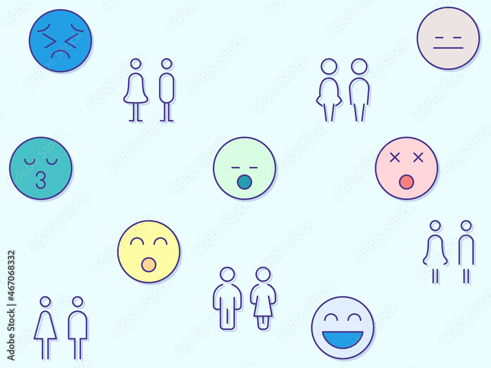 Set of emoticon, smile, expression, face, sign and emotion. minimal ...
