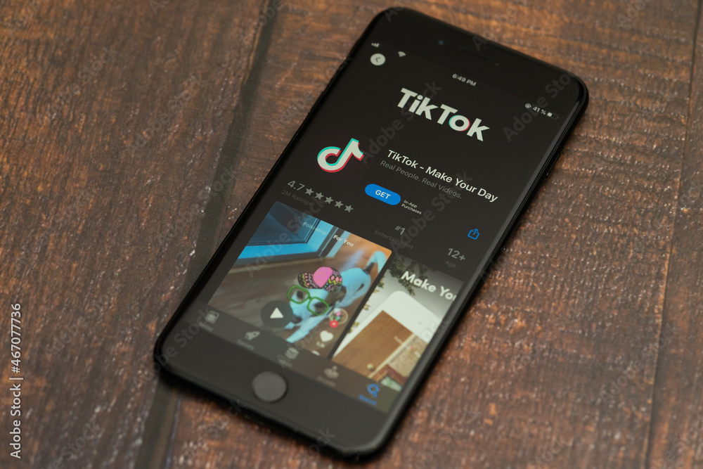 Bogota, Colombia, September, 2019, Tik Tok logo on the phone with the ...