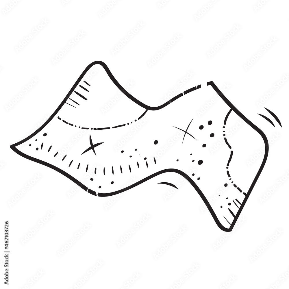 Cartoon Style Pirate Treasure Map, Coloring Design element in Cartoon ...