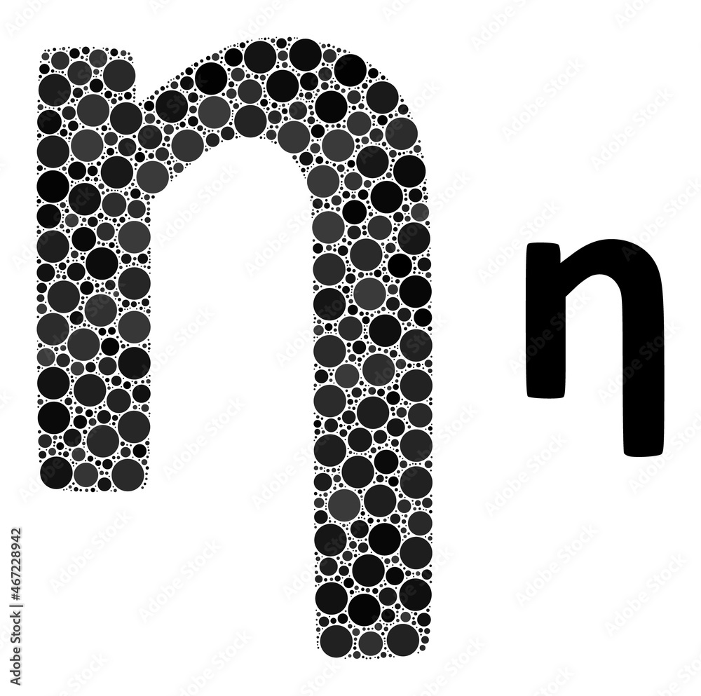 Eta Greek lowercase symbol vector composition of circle dots in various ...