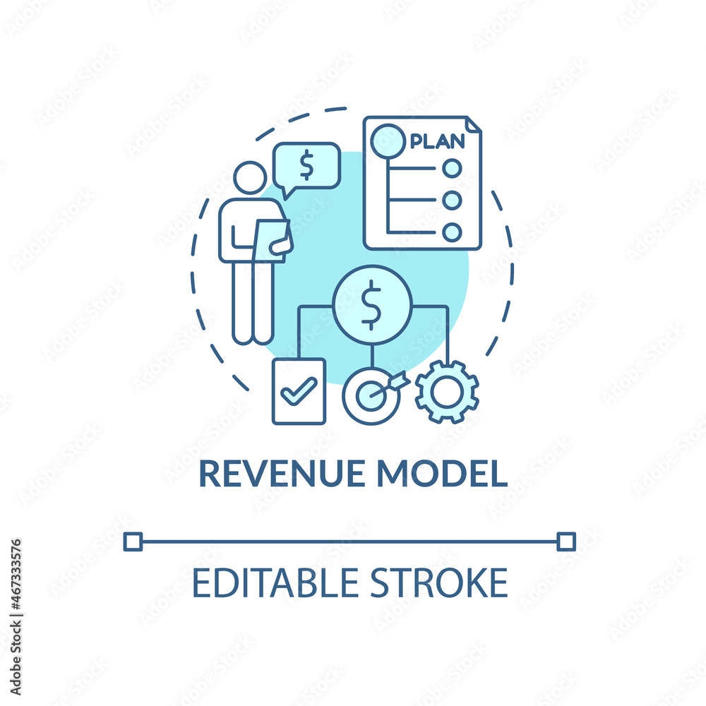 Revenue model blue concept icon. Framework for generating income ...