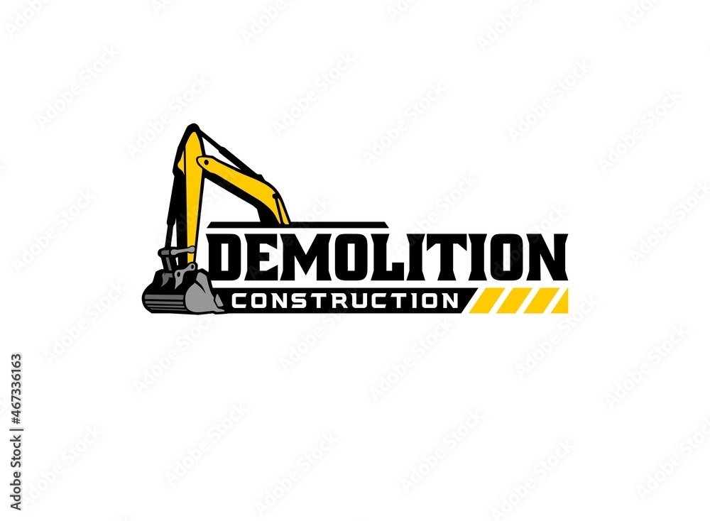 Excavator logo vector for construction company. Vehicle equipment ...