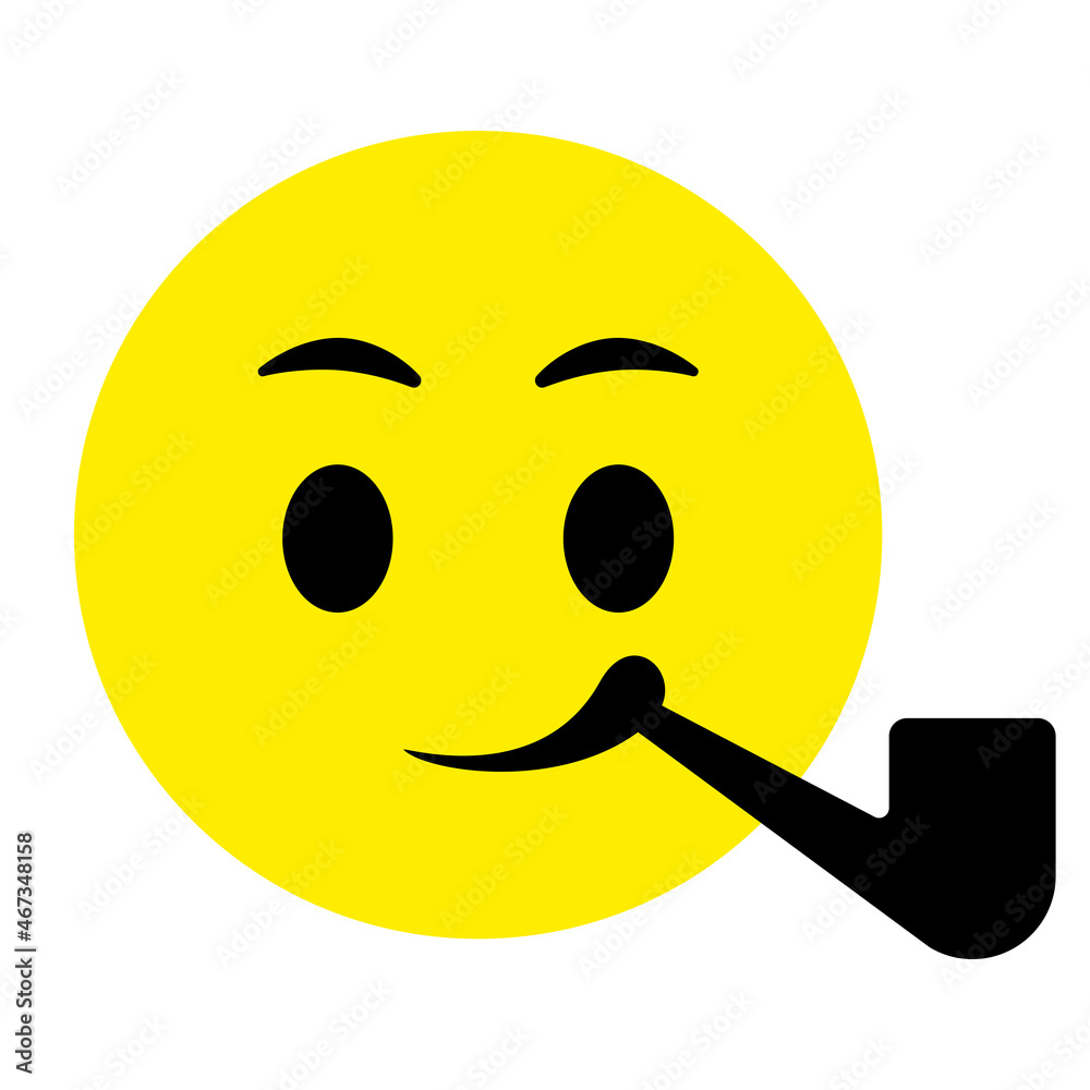 Smiley face with smoking pipe. Emoji icon vector. Emoticon sign ...