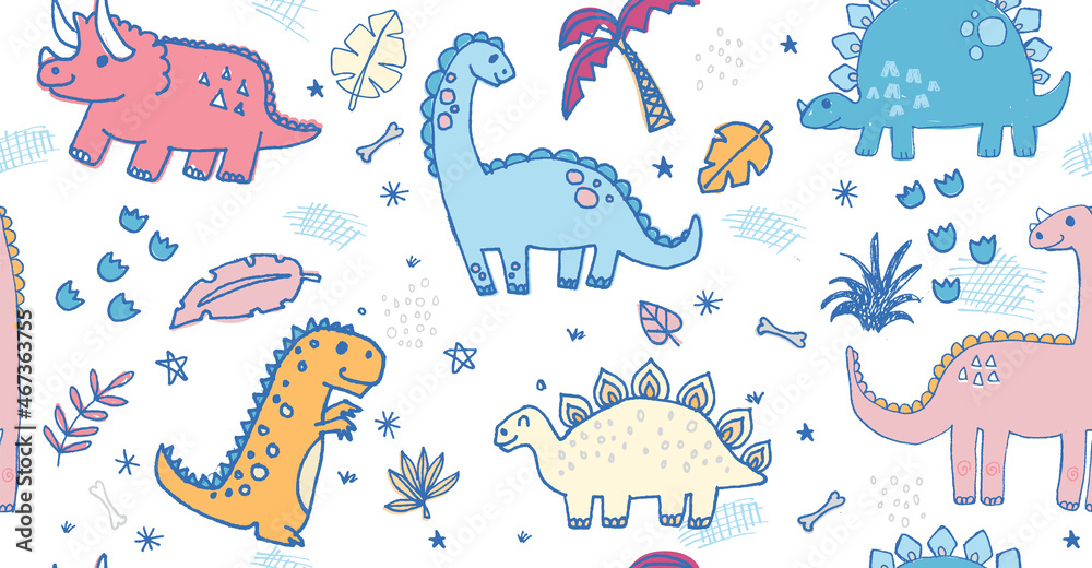 Roar - These doodled dinosaurs are super cute and repeat seamlessly ...