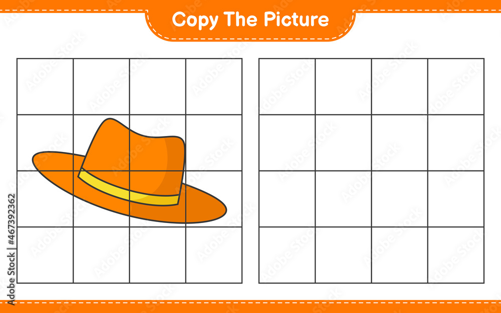 Copy the picture, copy the picture of Summer Hat using grid lines ...