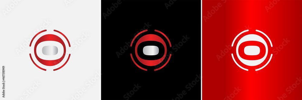 Silver Metallic Red O Logo Creative Modern Minimal Alphabet Initial ...