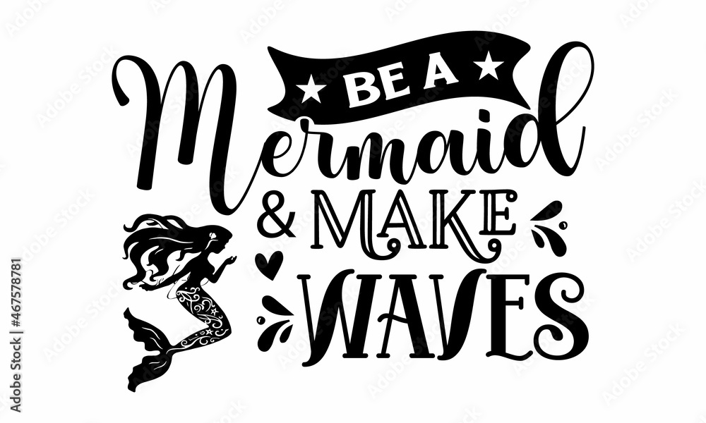 Handwritten lettering Mermaid for birthday, greeting card, party ...