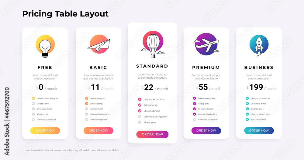 Pricing table. Products comparison chart list. Advertising banner with ...