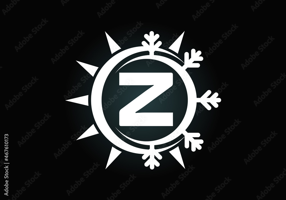 Initial Z monogram alphabet with abstract sun and snow. Air conditioner ...