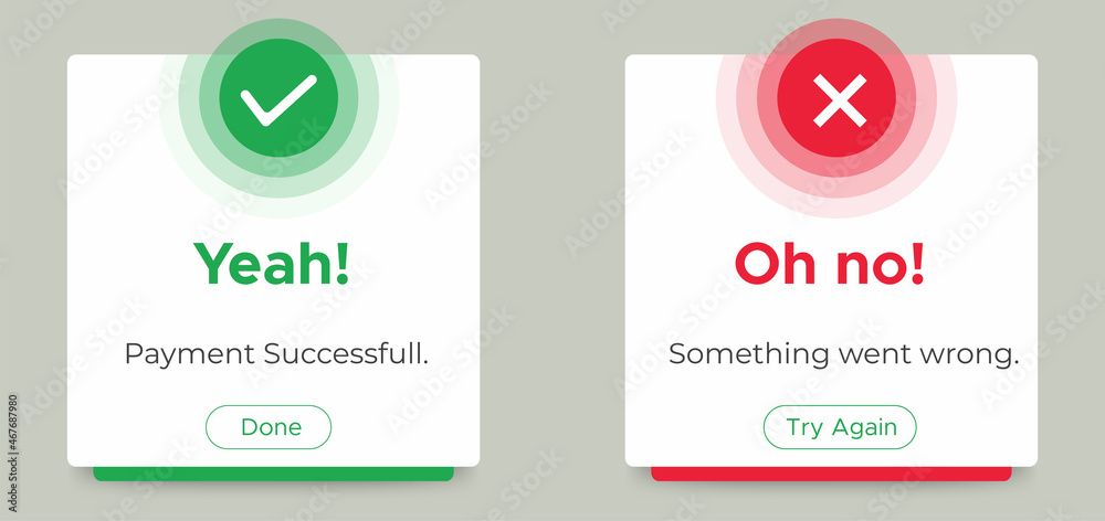 Payment Message Popup Window Ui Design With Button For Mobile And Web Vector Eps Stock Vector