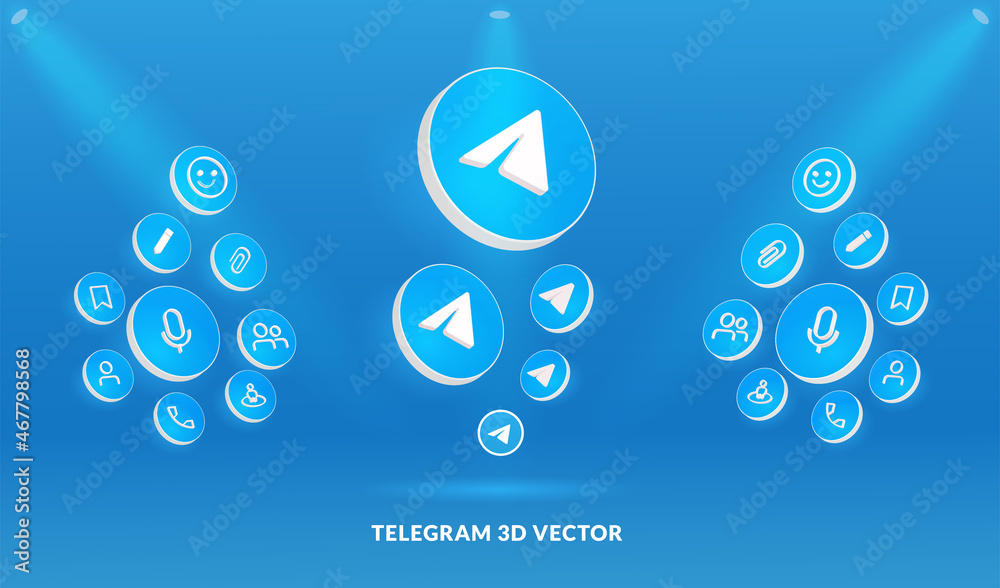 Telegram logo and icon set in 3d vector style Stock Vector | Adobe Stock