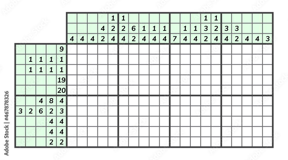 Japanese crossword puzzle. Kids and adult mathematical mosaic. Nonogram ...