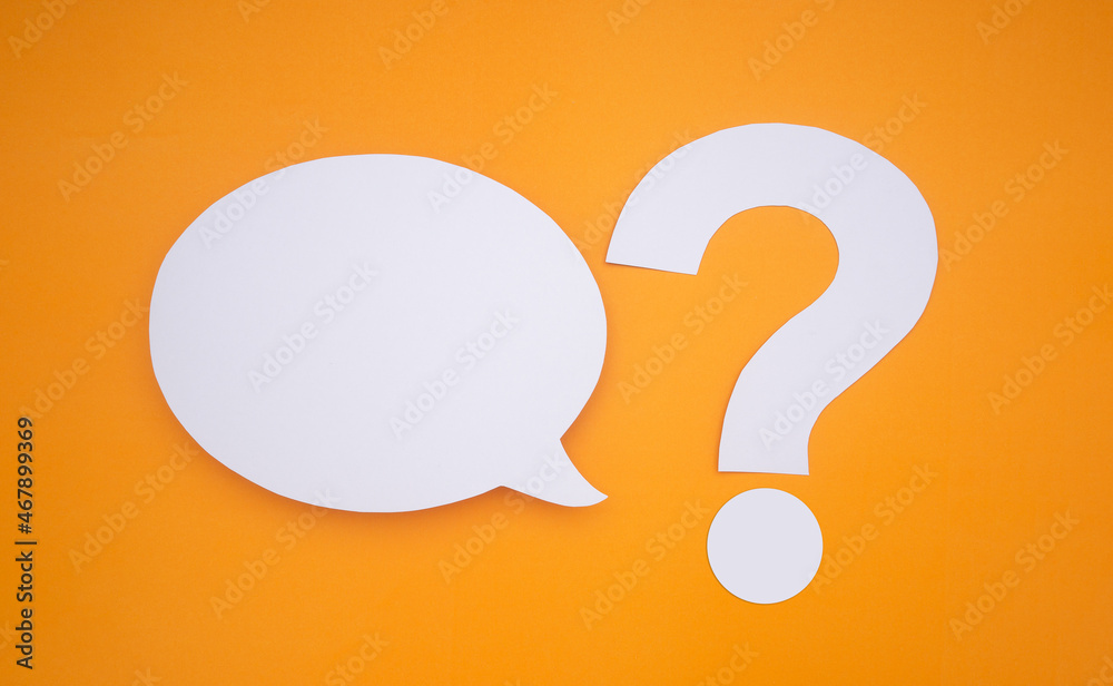 Speech bubble concept. An empty speech balloons and question mark ...