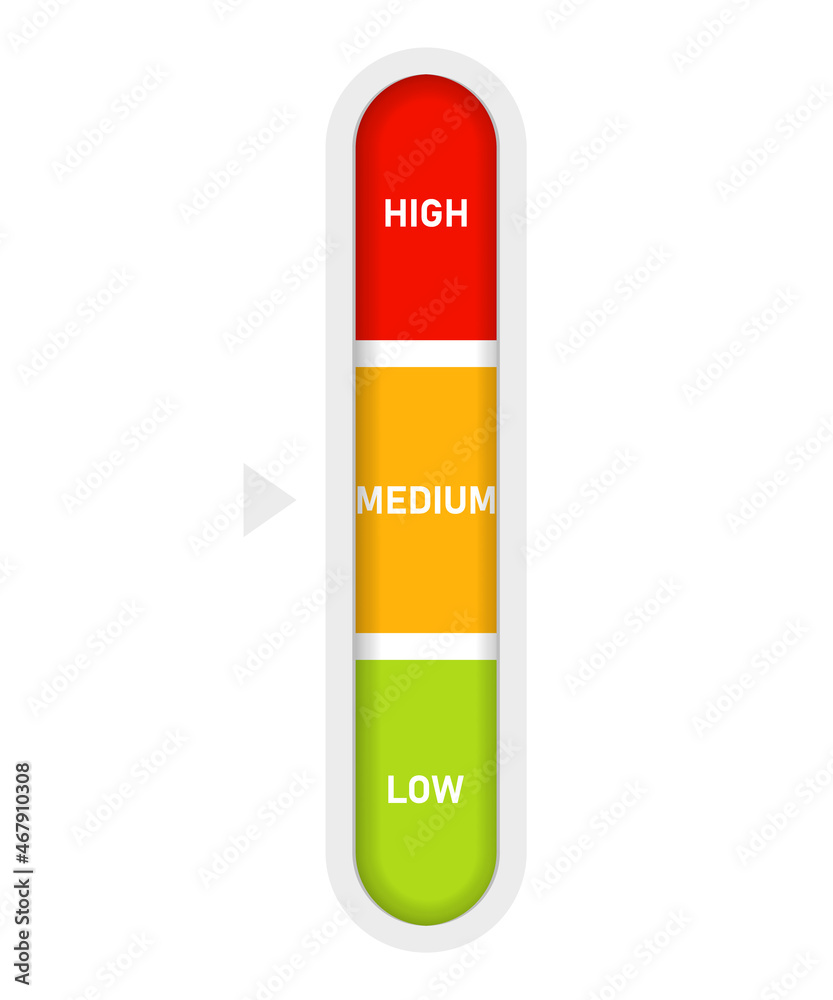 Low medium high level vertical bar icon. Clipart image isolated on ...