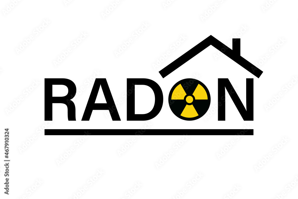 Radon gas text sign. Clipart image isolated on white background Stock ...