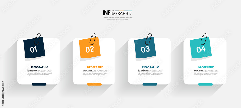 Business Infographic with note paper design vector. Stock Vector ...