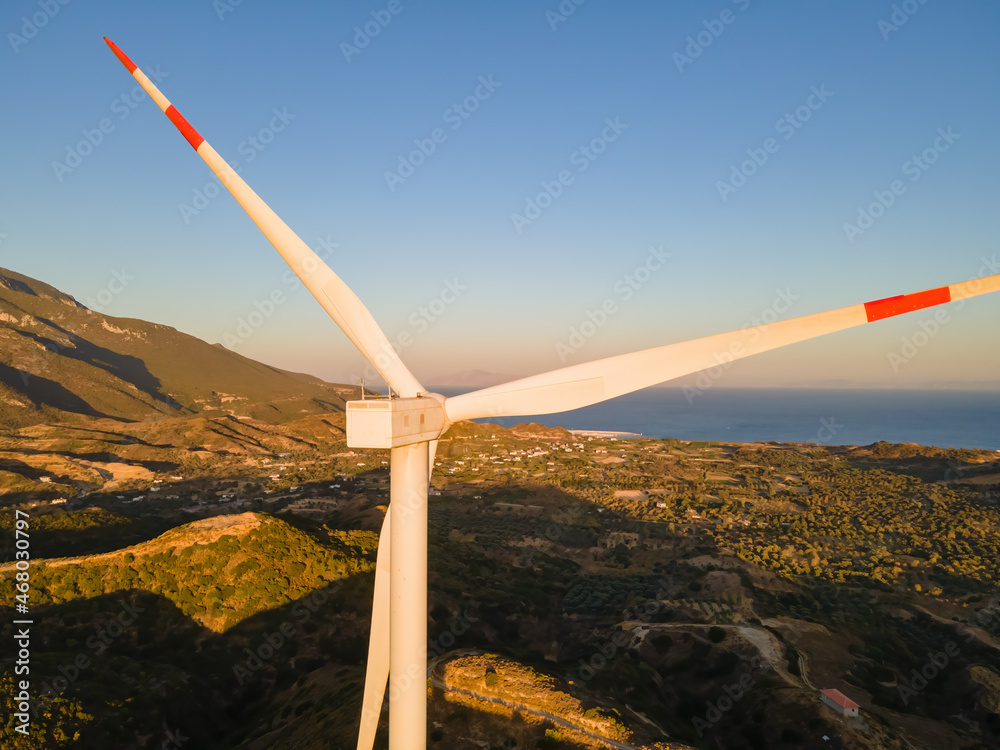 Carbon neutral and Renewable Energy wind farm Wind Turbines. Green and ...