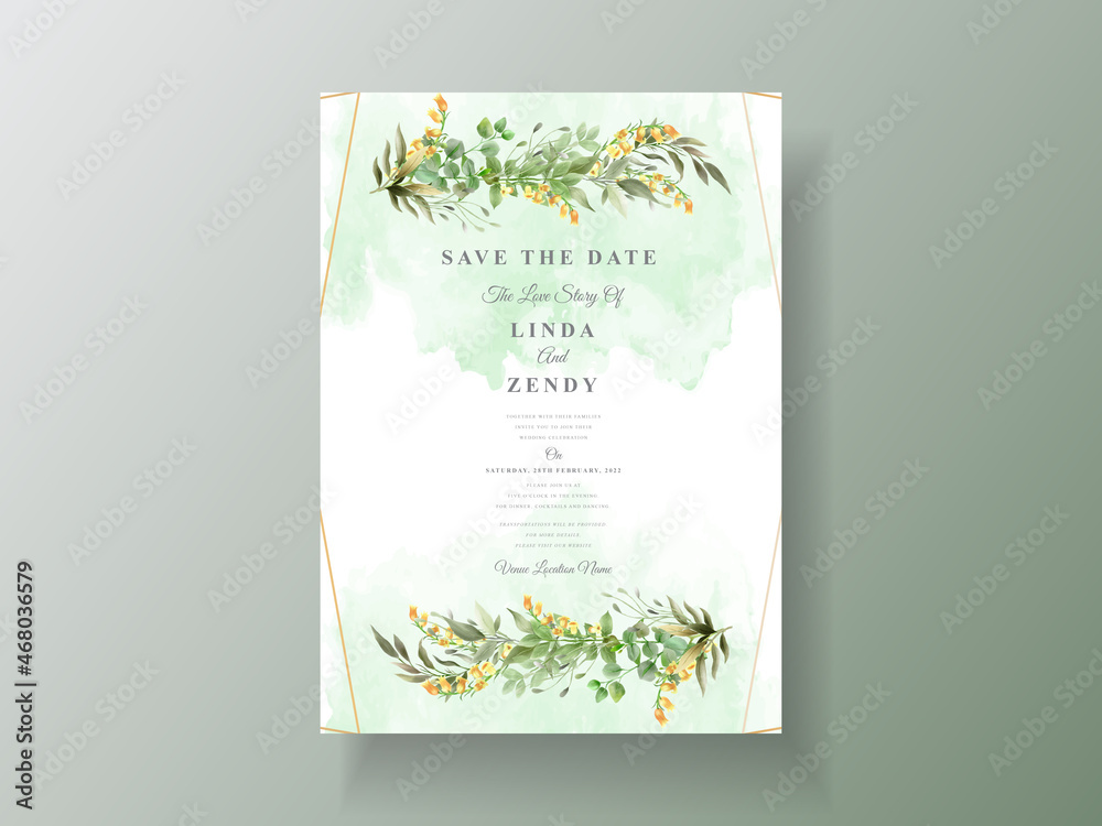 Beautiful floral wedding invitation card Stock Vector | Adobe Stock