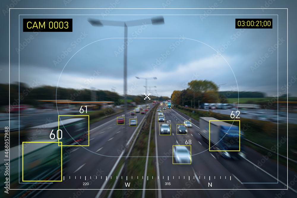 Ai tracking traffic automobile vehicle car recognizing speed limit and ...