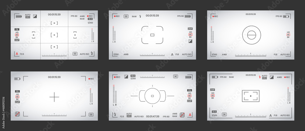 Camera viewfinder video or photo frame recorder flat style design ...