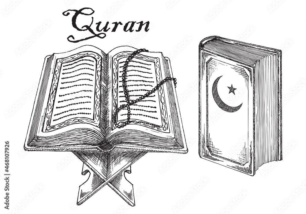 Quran, Islam religion Holy book. Ancient Koran, islamic sacred texts ...