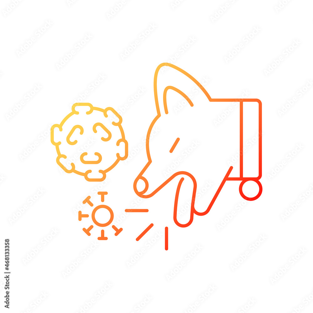 Kennel cough gradient linear vector icon. Dogs infectious bronchitis ... Kennel cough gradient linear vector icon. Dogs infectious bronchitis ...