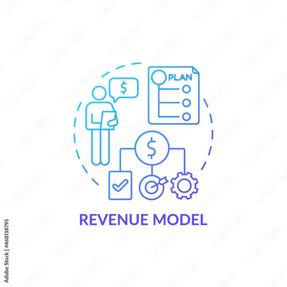 Revenue model blue gradient concept icon. Framework for generating ...