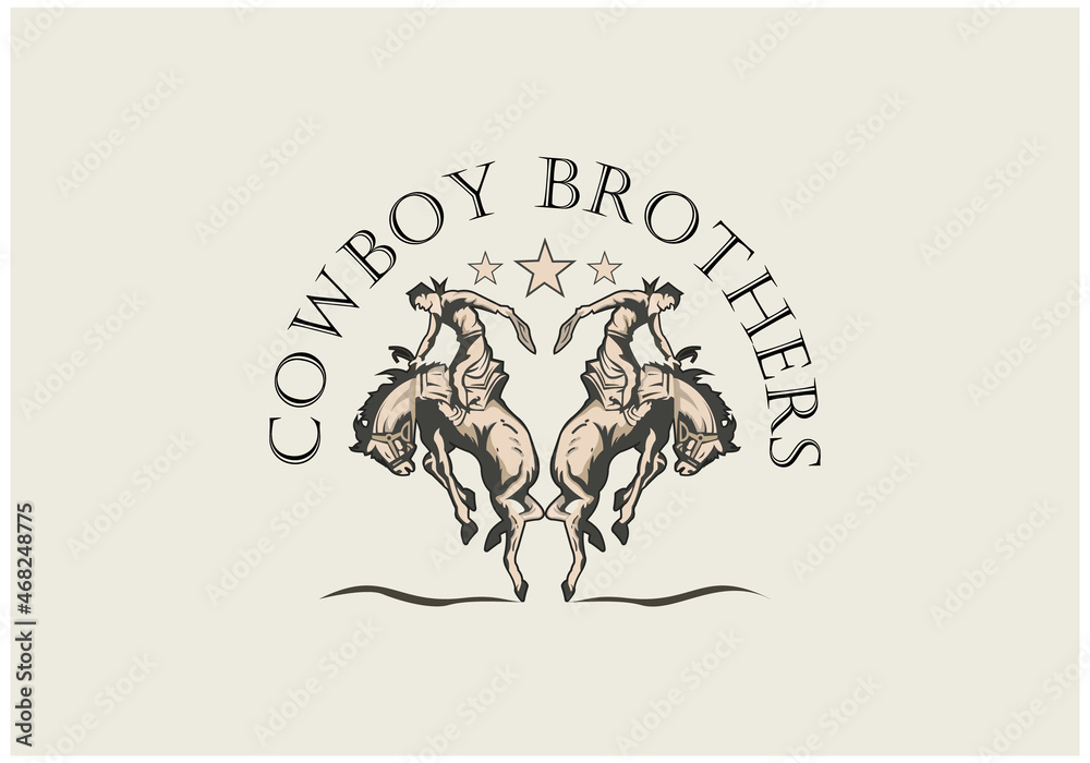 cowboy brothers logo design premium vector Stock Vector | Adobe Stock