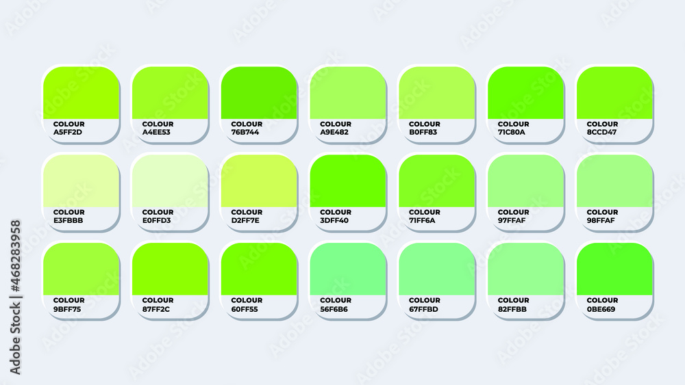 Vector de Stock Pantone Colour Palette Catalog Samples green in RGB HEX ...