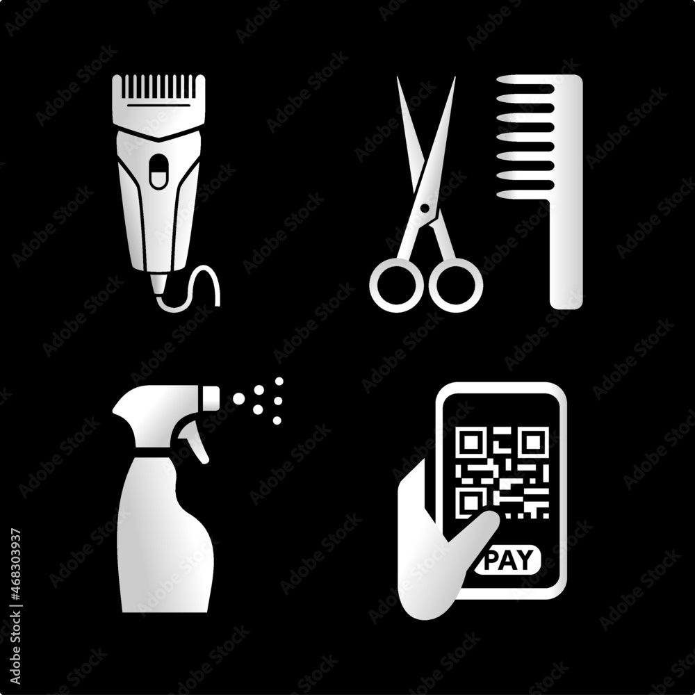 Saloon icons pack. Haircut signs. Haircutting icon. Barbershop logos ...