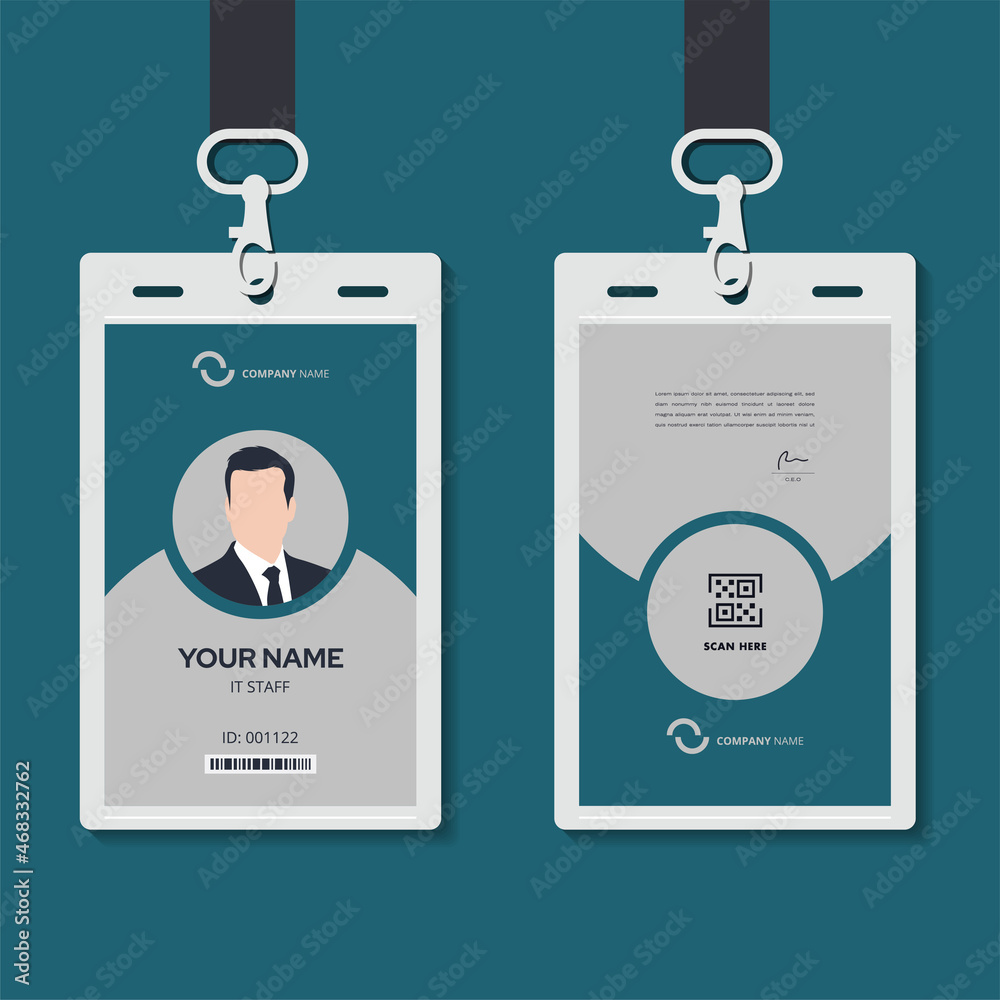 modern identity card design for corporate with mockup. minimal blue ID ...