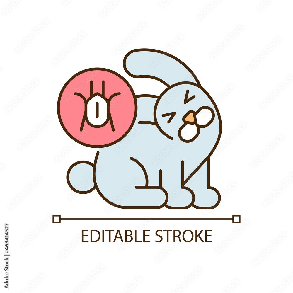 Vetor Ear infection RGB color icon. Ear mites. Pet infectious parasites ...