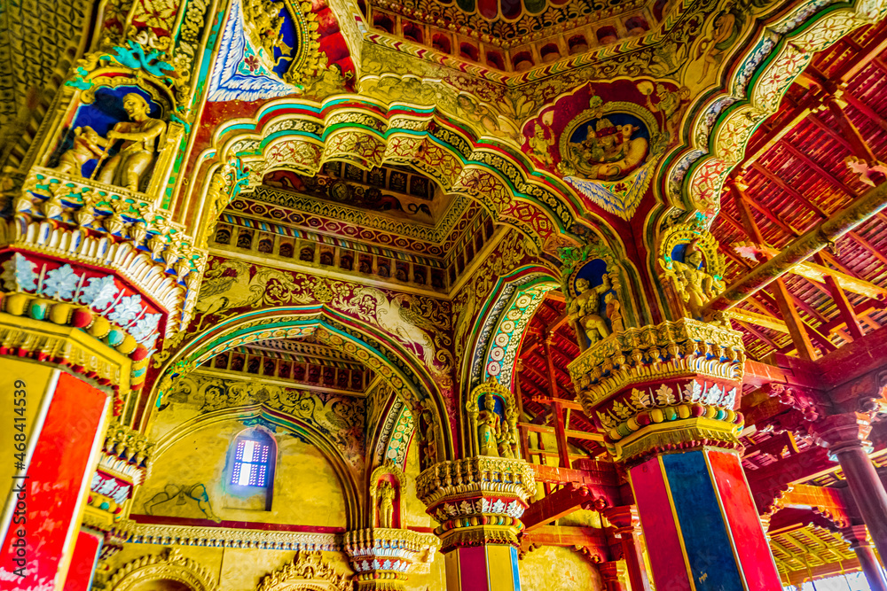 Thanjavur, Tamil Nadu, India - The high arches artworks and colorfully ...
