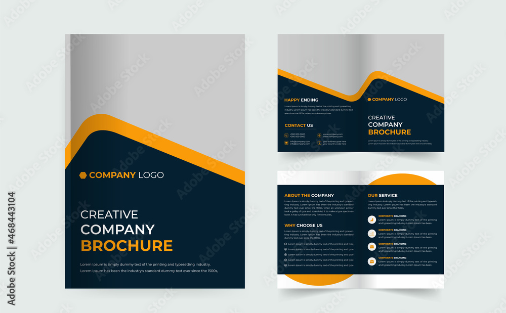 Clean corporate business bi fold brochure design template with modern ...