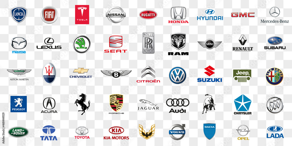 Car brands logos. Automotive brand. Tesla icon. Car brands on ...