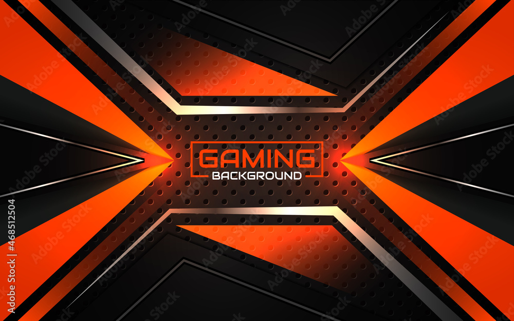 Abstract light futuristic orange and black gaming background with ...