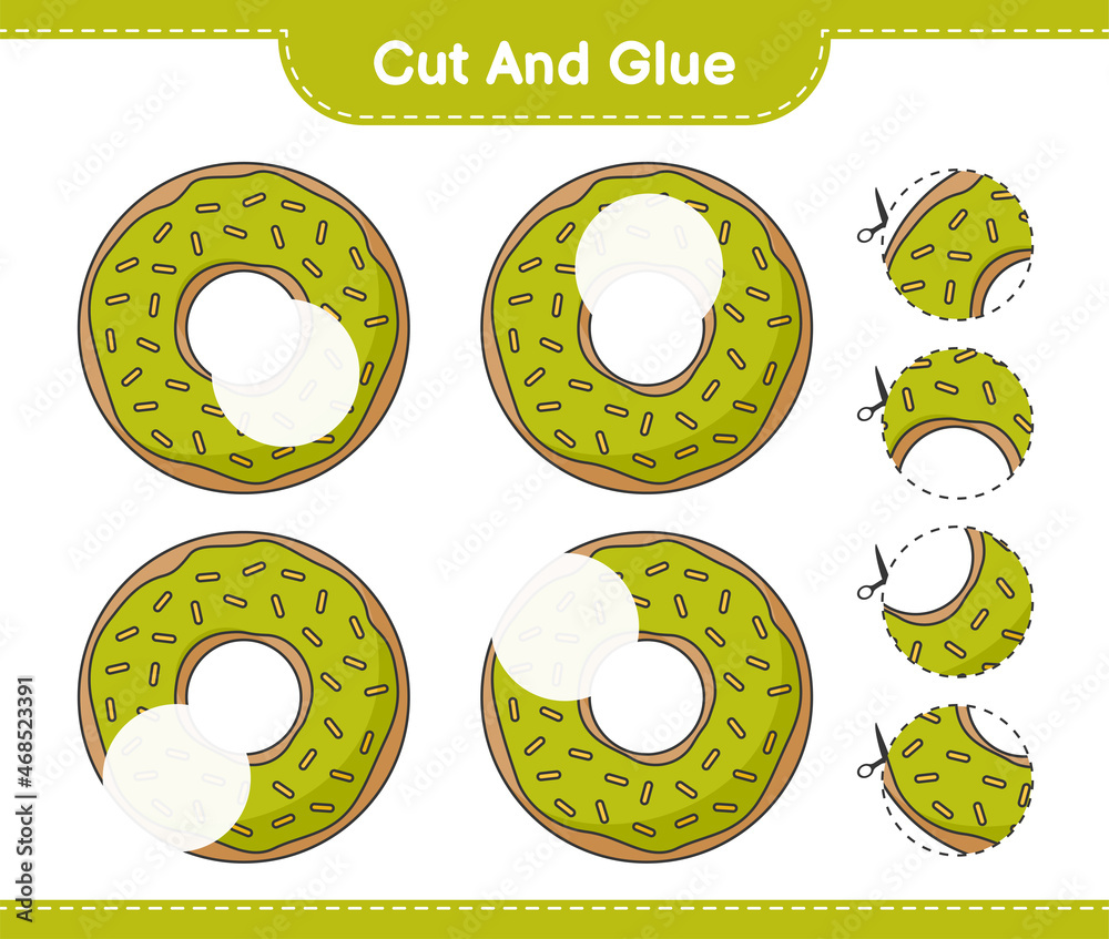 Cut and glue, cut parts of Donut and glue them. Educational children ...