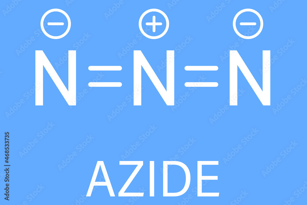 Skeletal formula of Azide anion, chemical structure. Azide salts are ...