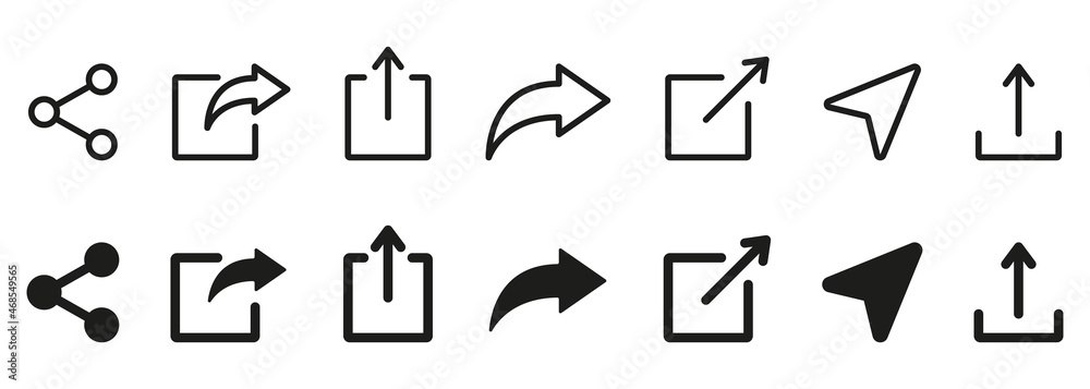 Share Link Button for Social Media Line and Silhouette Icon. Arrows ...
