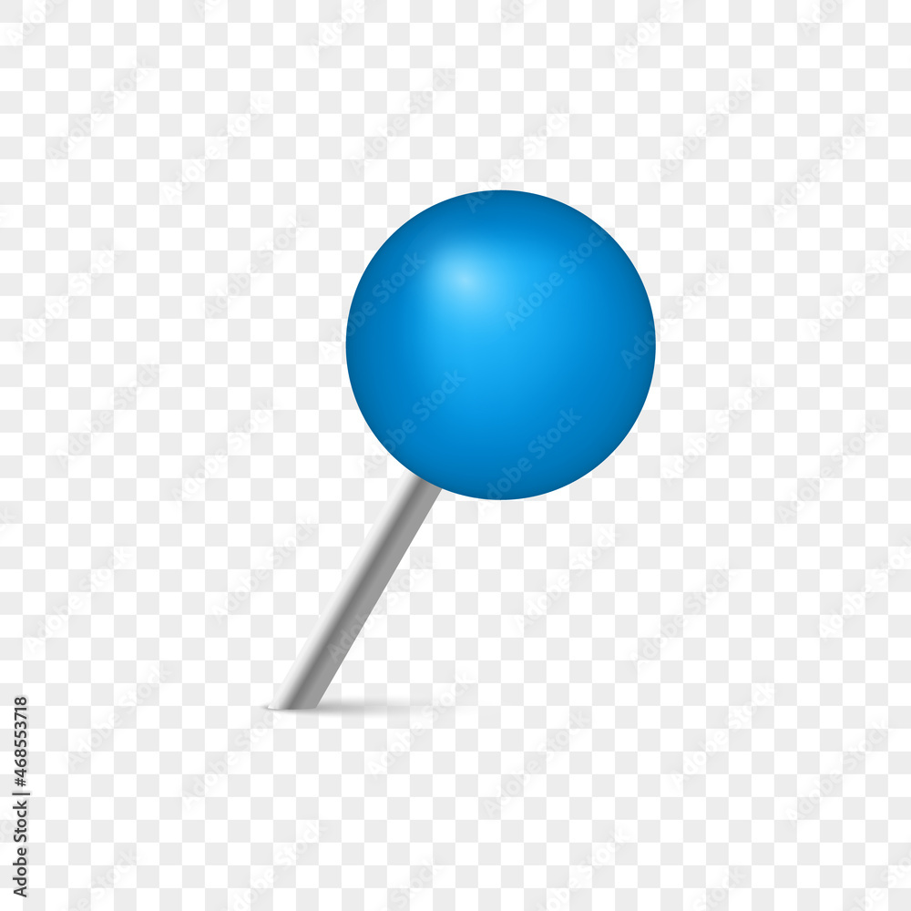 Circle Blue Push Pin with Needle. Plastic Pushpin for Notice Board and ...
