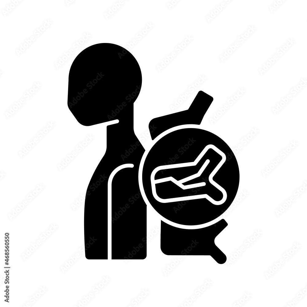 Spinal fracture black glyph icon. Spine bones and joints injury ...