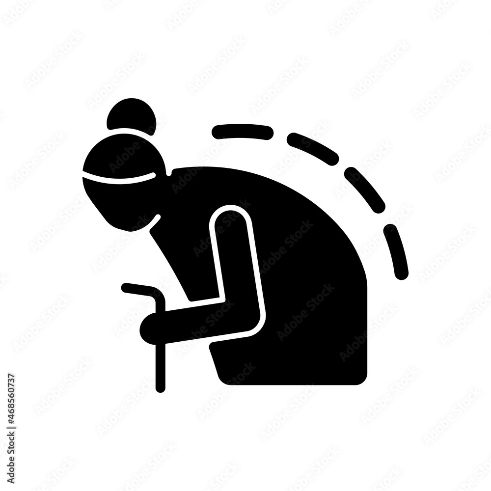 Kyphosis black glyph icon. Roundback. Spine curvature. Upper back ...